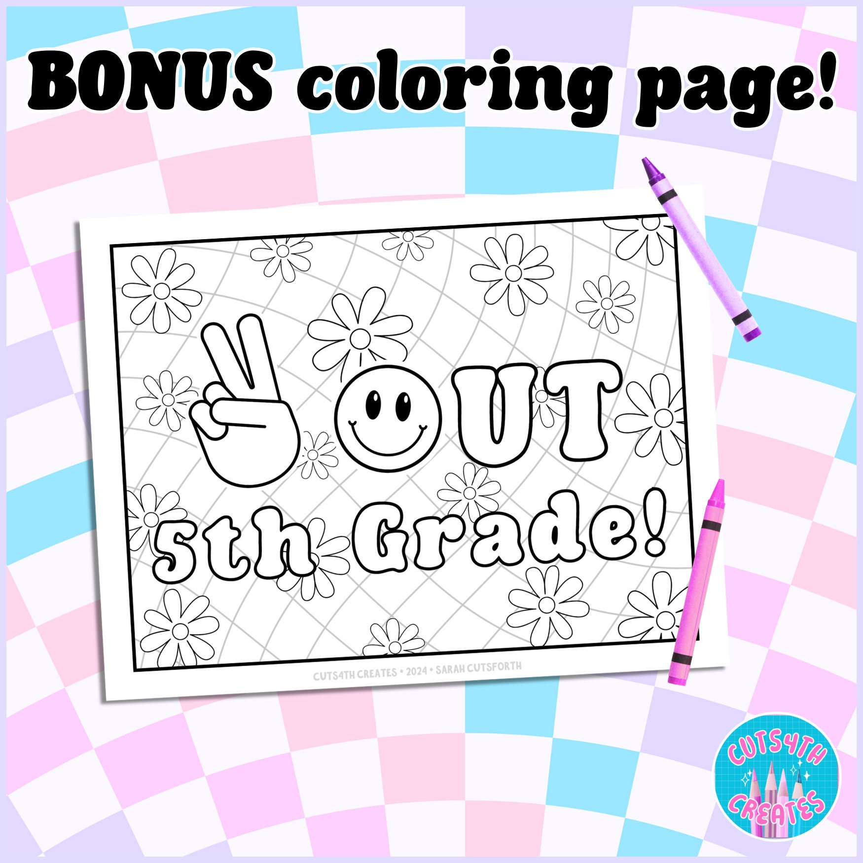 Peace Out, 5th Grade! No Prep End of Year Collaborative Coloring Poster ...