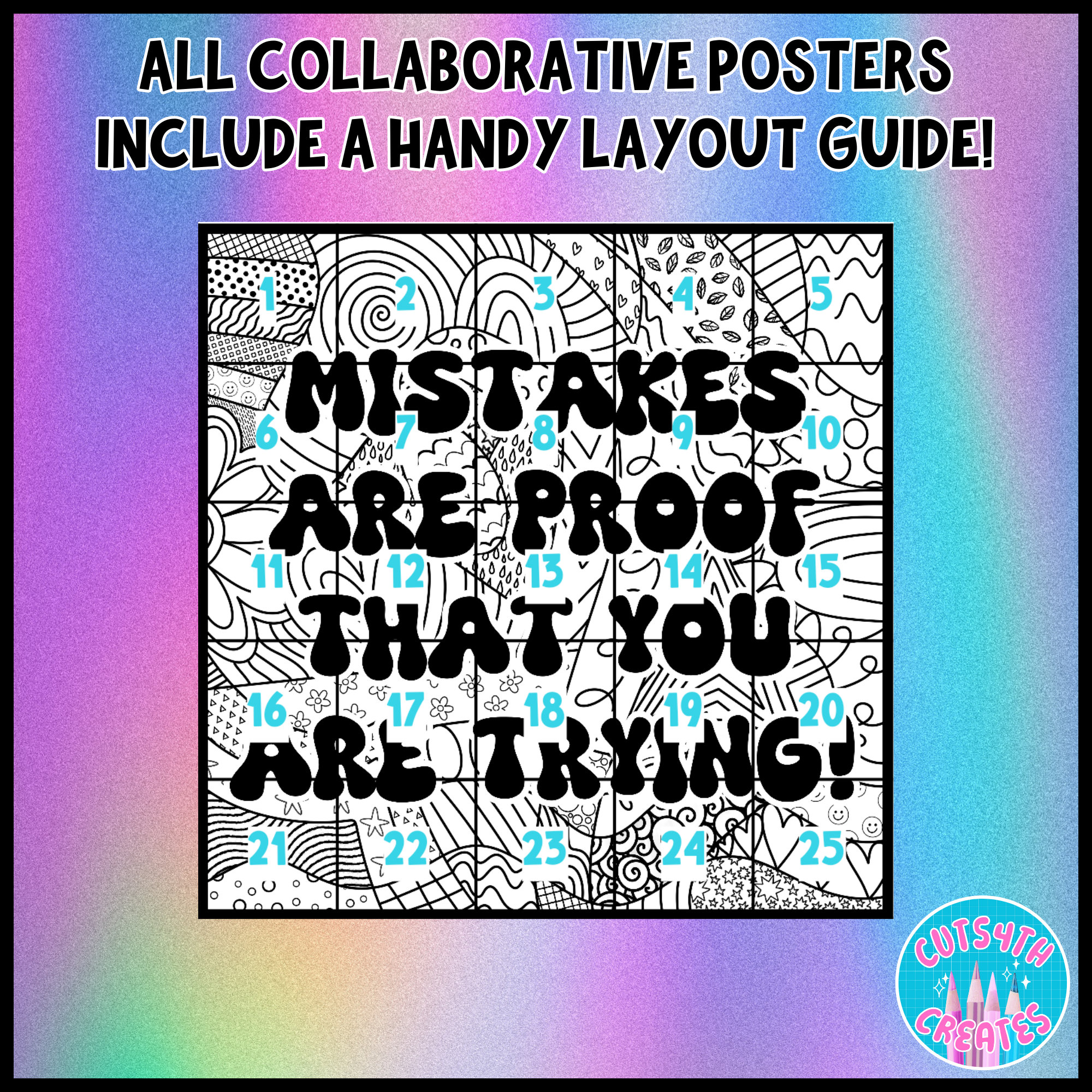 Collaborative Coloring Poster | Growth Mindset | Mistakes Are Proof ...