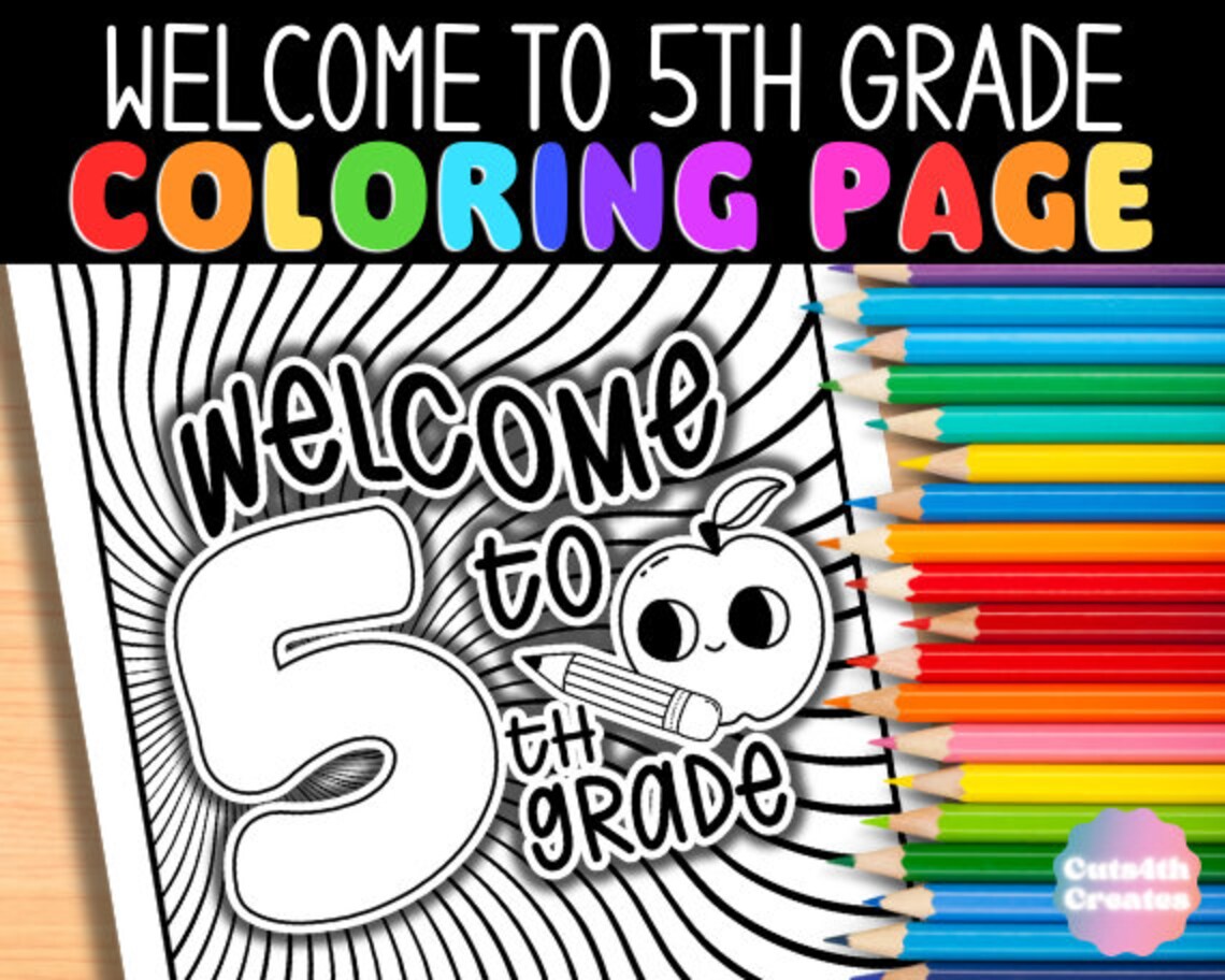 Welcome to 5th Grade Coloring Page Back to School Open - Etsy