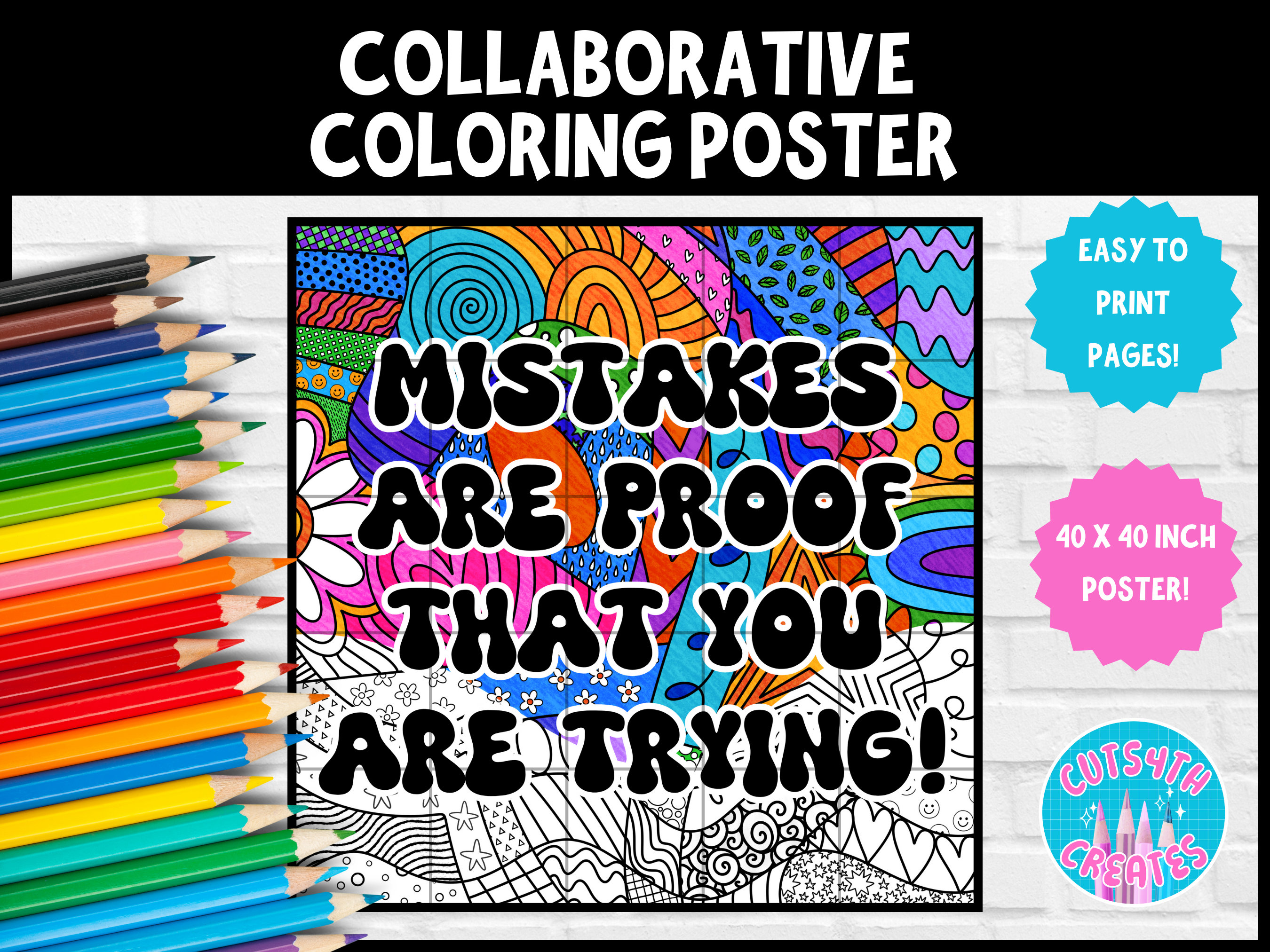 Collaborative Coloring Poster | Growth Mindset | Mistakes Are Proof ...