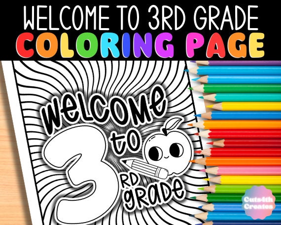 Welcome to 3rd Grade Coloring Page Back to School Open - Etsy