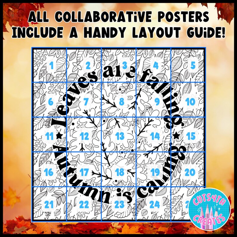 Collaborative Coloring Poster Leaves Are Falling Autumn is Calling ...