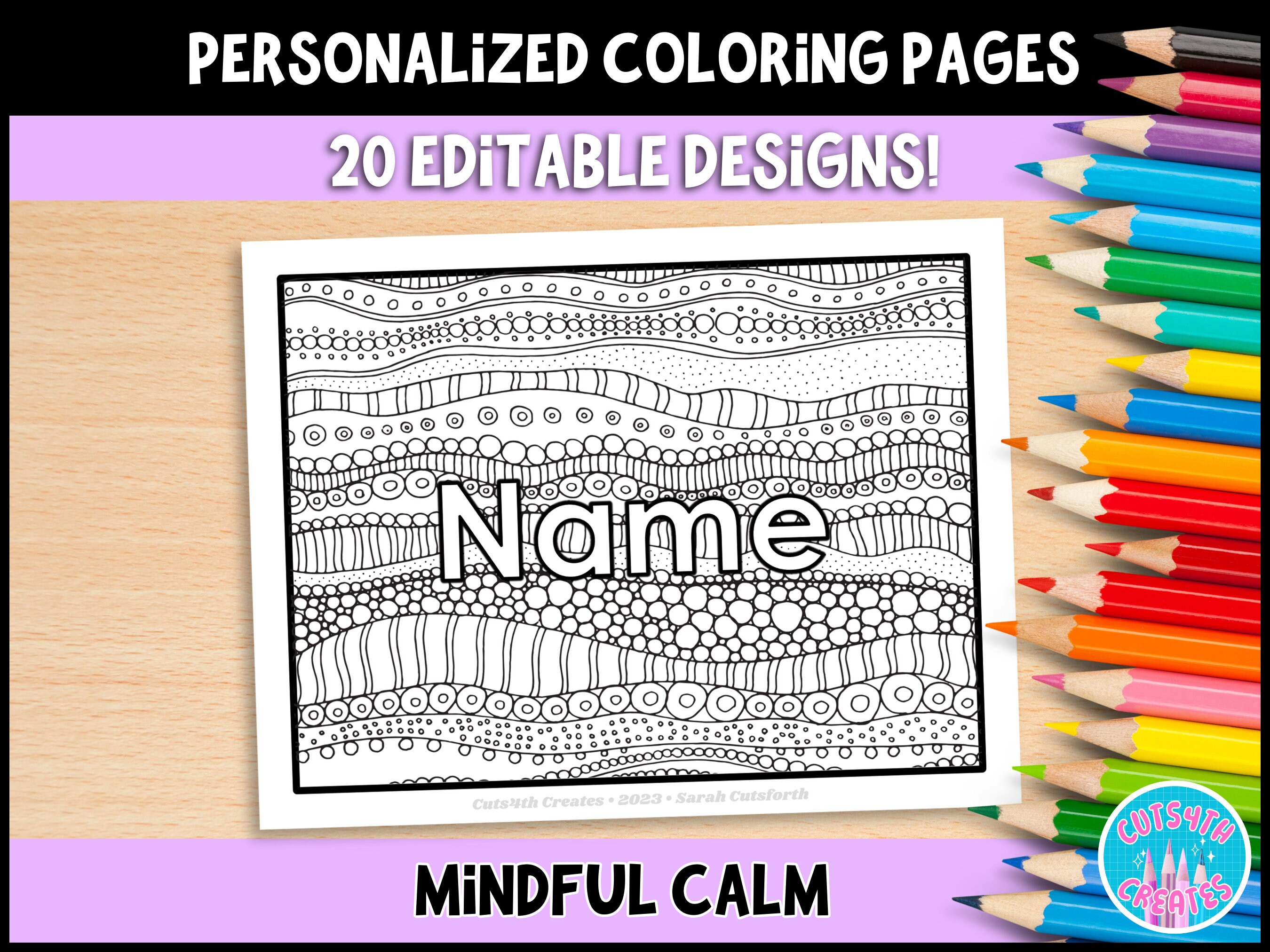 Editable Coloring Pages Print + GO! Mindful Calming Relaxing Printable ...