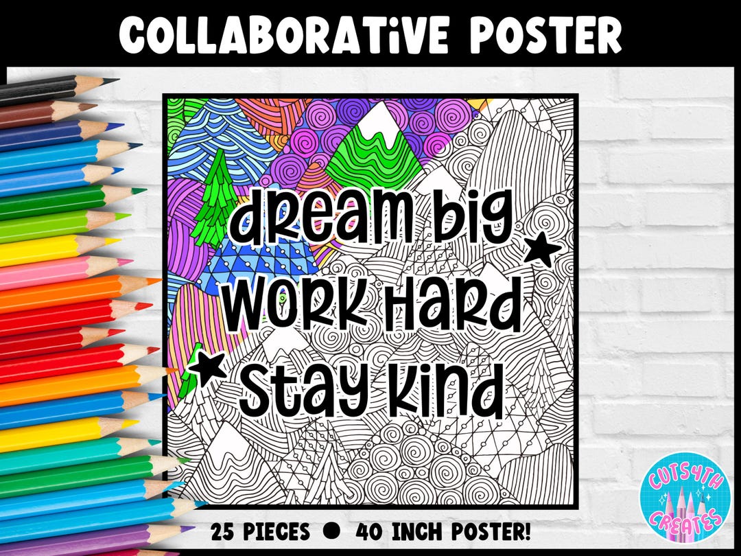 Collaborative Coloring Poster Bulletin Board 25 Pieces | Dream Big Work ...