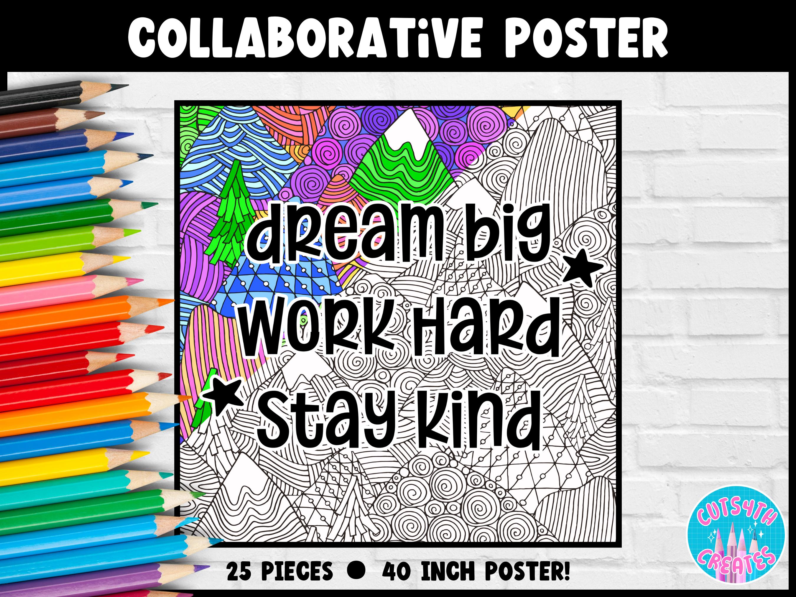 Collaborative Coloring Poster Bulletin Board 25 Pieces | Dream Big Work ...