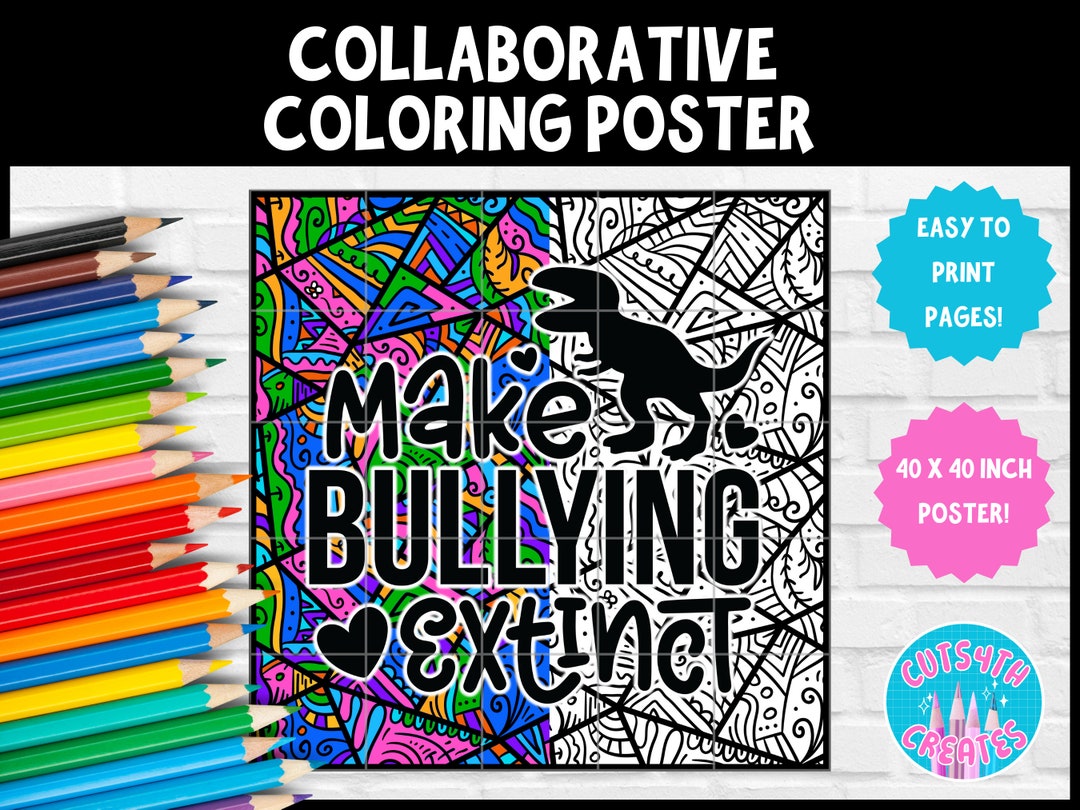 Collaborative Coloring Poster | Anti-bullying Dinosaur Themed | Make ...
