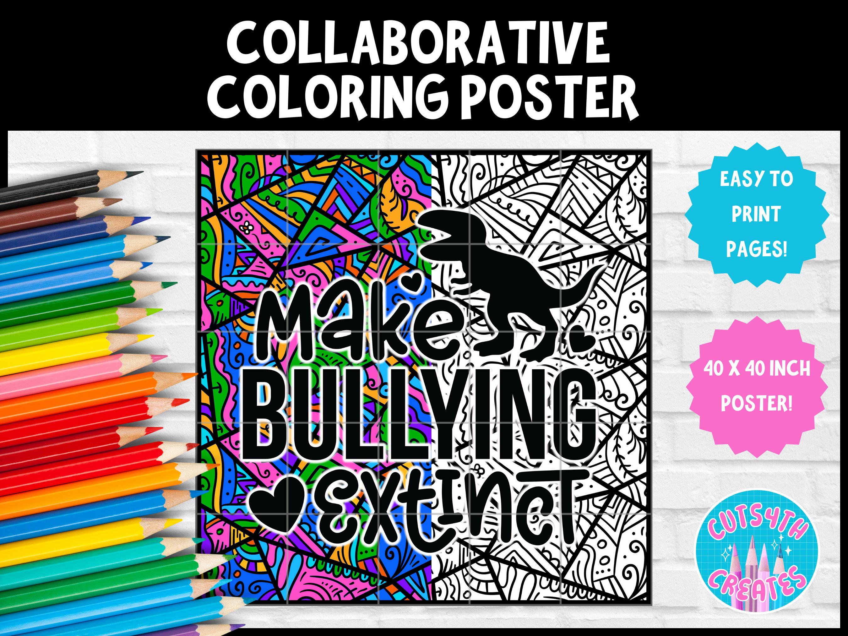 Collaborative Coloring Poster | Anti-bullying Dinosaur Themed | Make ...