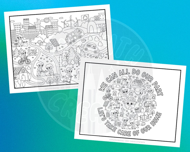 Earth Day Coloring Pages 20 Sheets Retro Groovy Cartoon Conservation ...