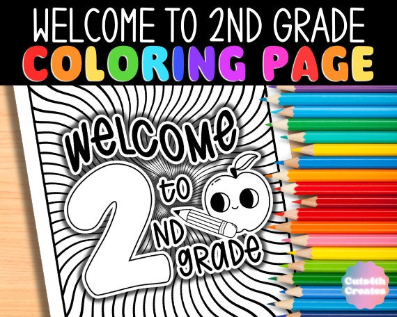 Welcome to 2nd Grade Coloring Page Back to School Open - Etsy