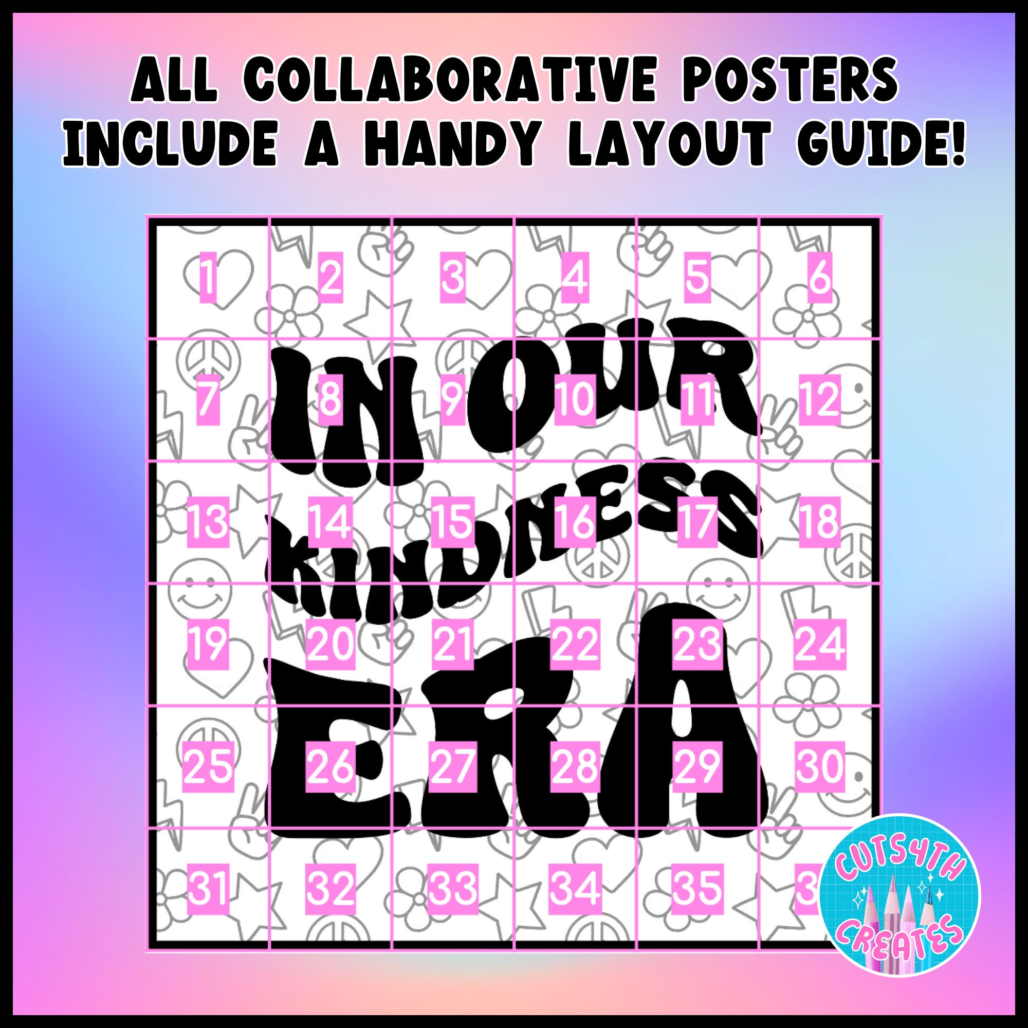 Collaborative Coloring Poster | 36 PIECE VERSION | Bulletin Board | in ...