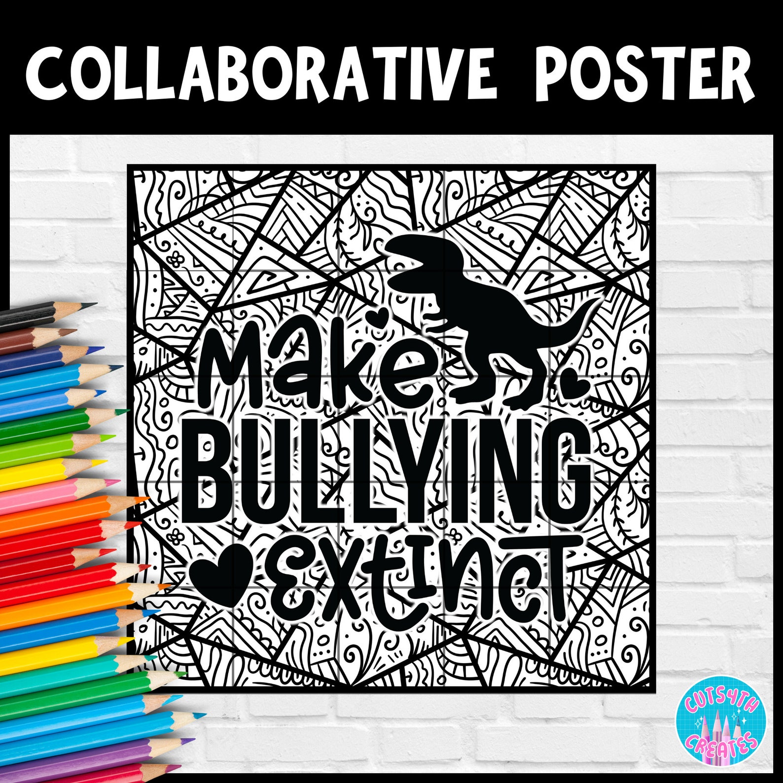 Collaborative Coloring Poster | Anti-bullying Dinosaur Themed | Make ...
