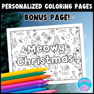 EDITABLE! Christmas Doodles Personalized Coloring Pages Add Student ...