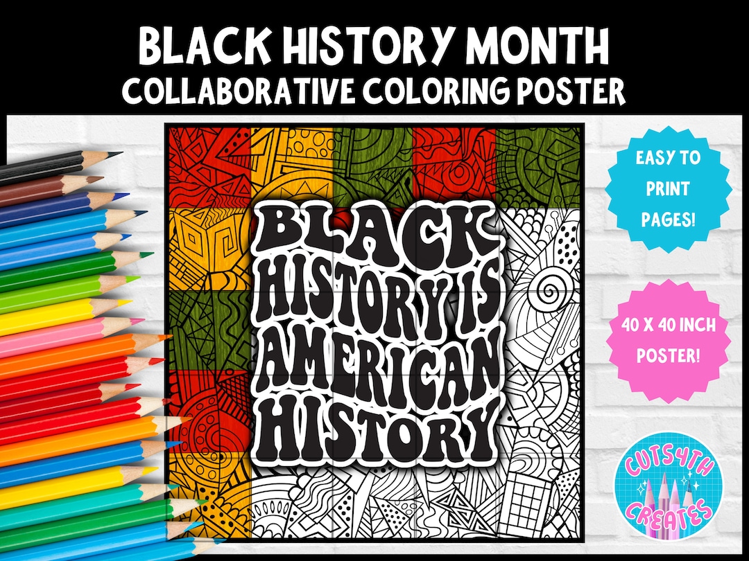 Collaborative Coloring Poster Black History Month Teamwork Activity ...