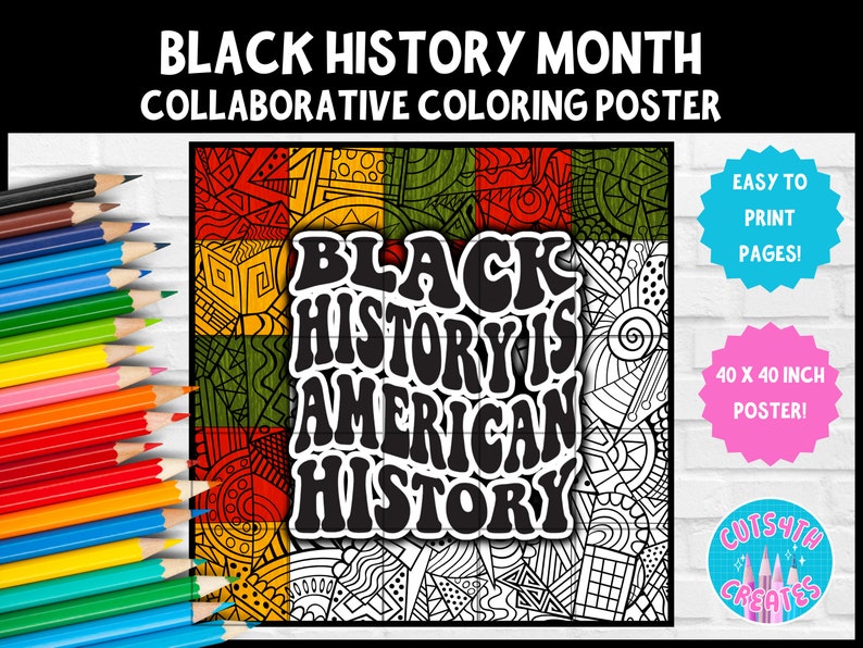 Collaborative Coloring Poster Black History Month Teamwork Activity ...