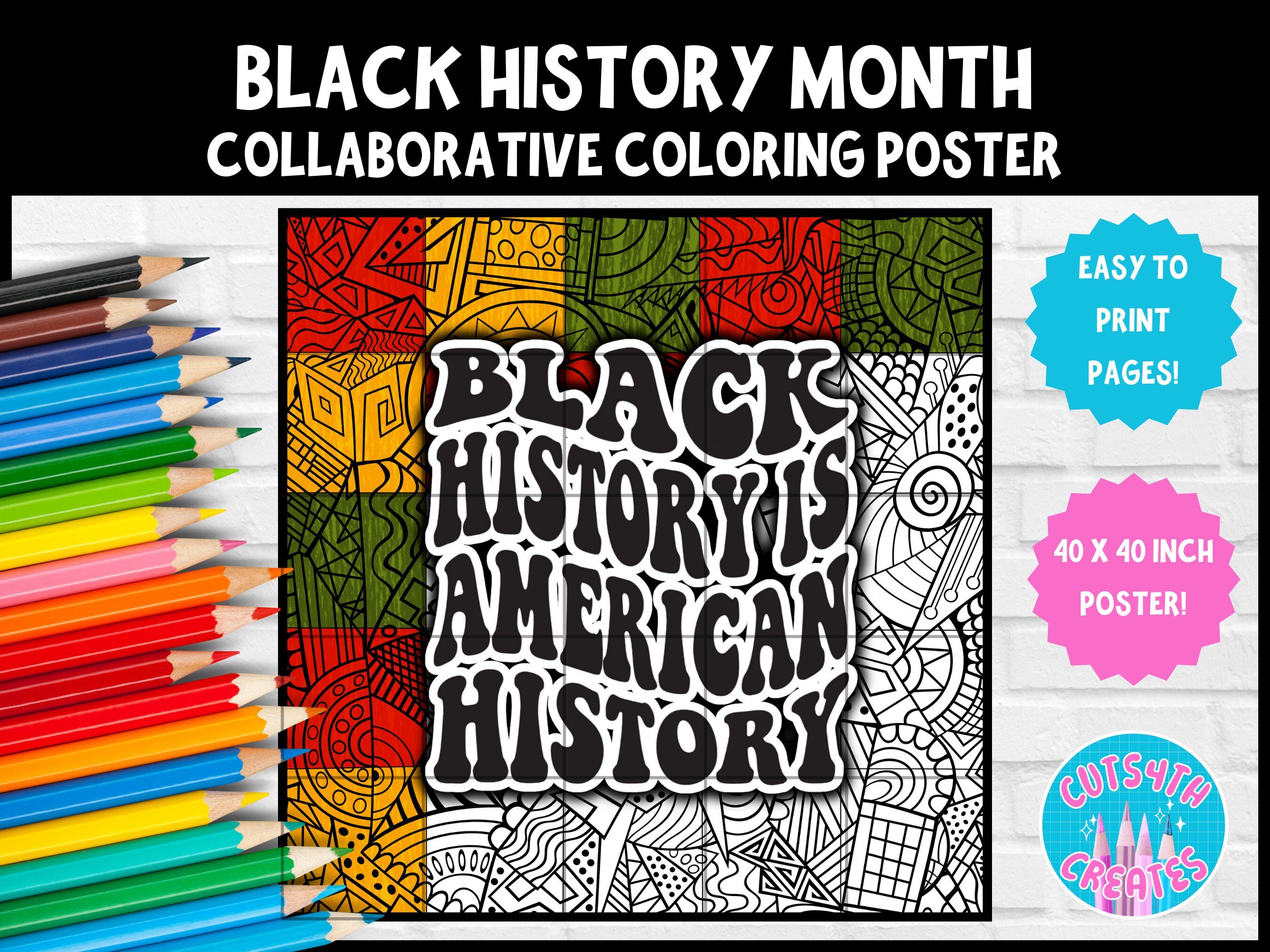 Collaborative Coloring Poster Black History Month Teamwork Activity ...