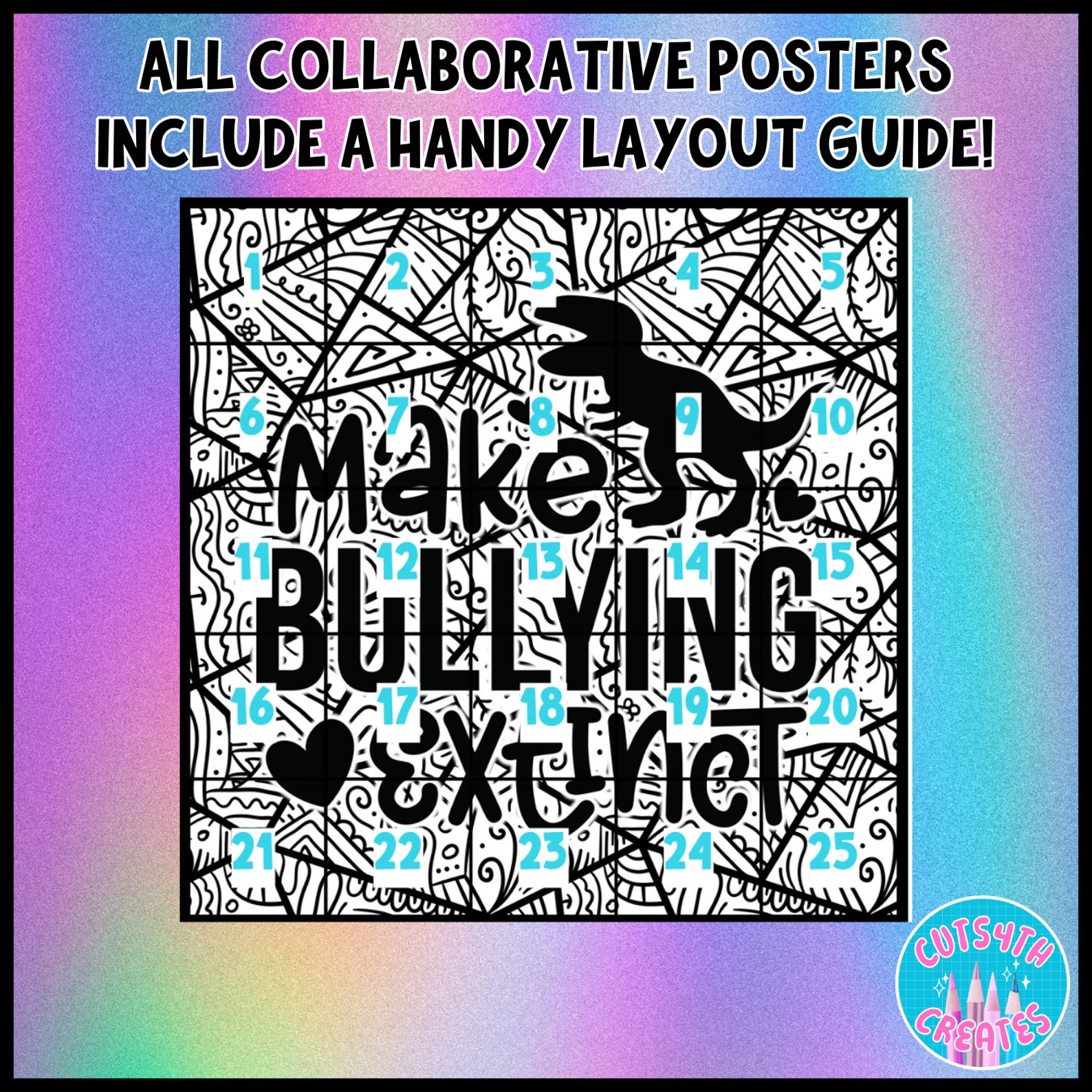 Collaborative Coloring Poster | Anti-bullying Dinosaur Themed | Make ...