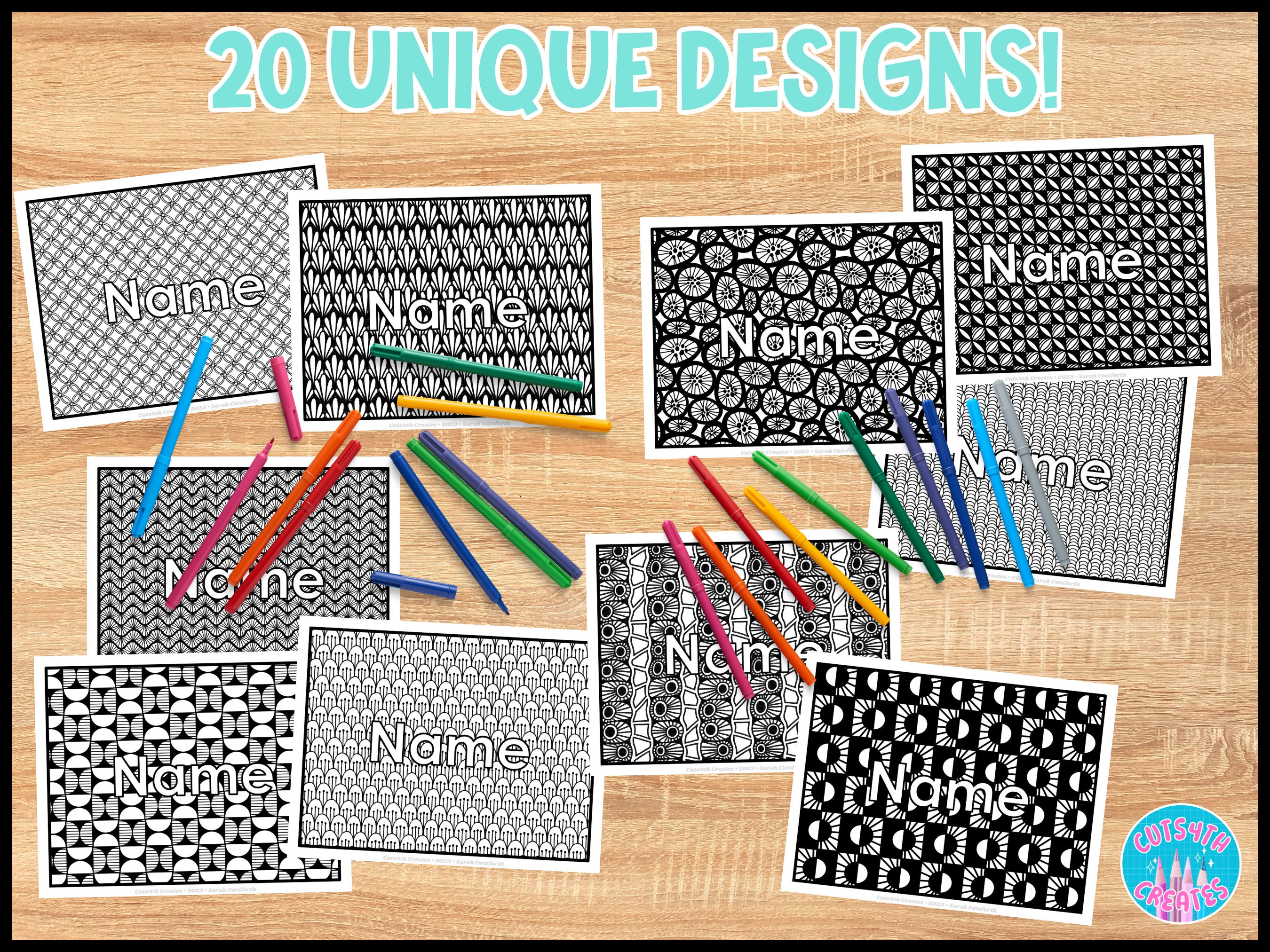 Personalized Zentangle Mindful Coloring Pages EDITABLE! Printable ...