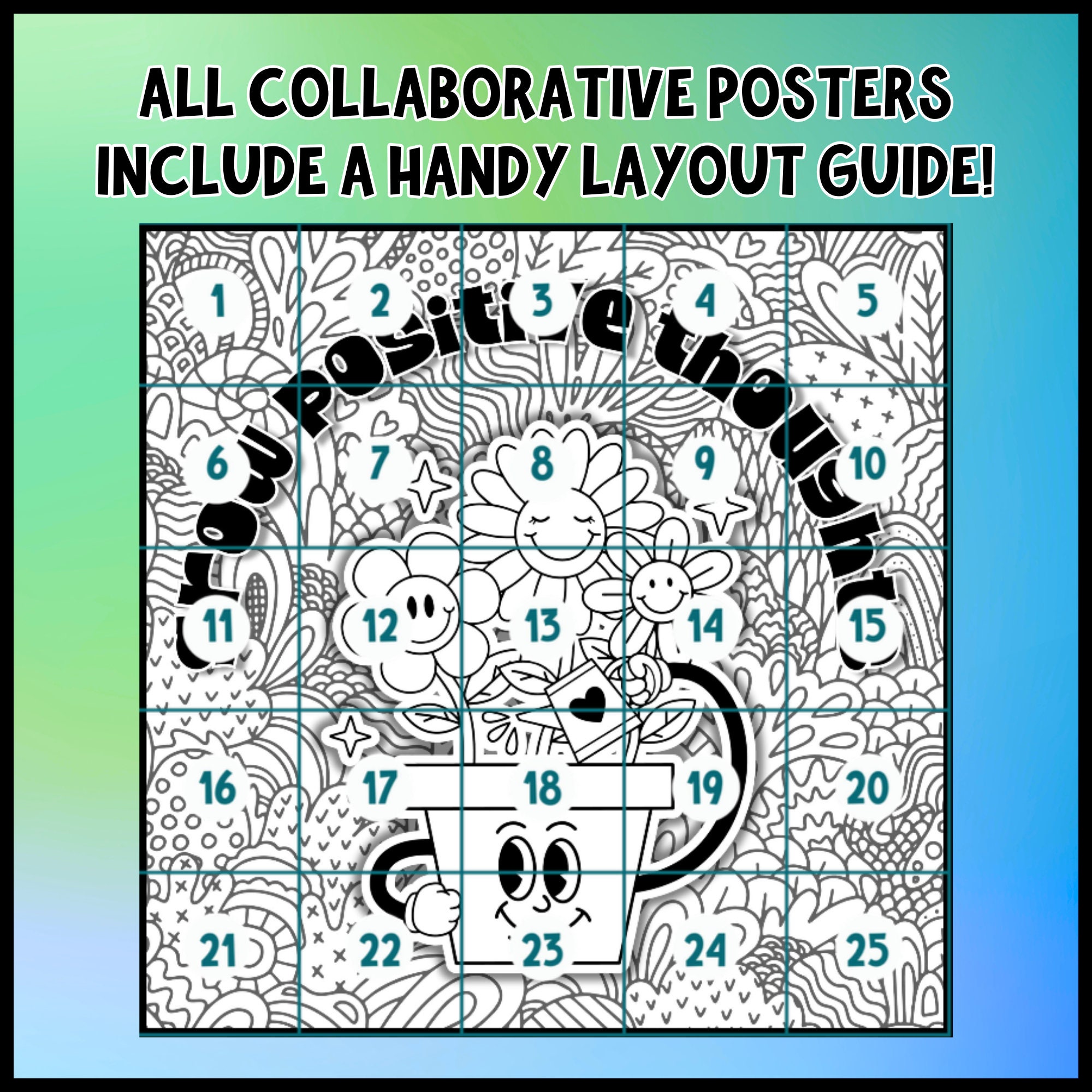 Teamwork Growth Mindset Activity Collaborative Coloring Poster Bulletin ...