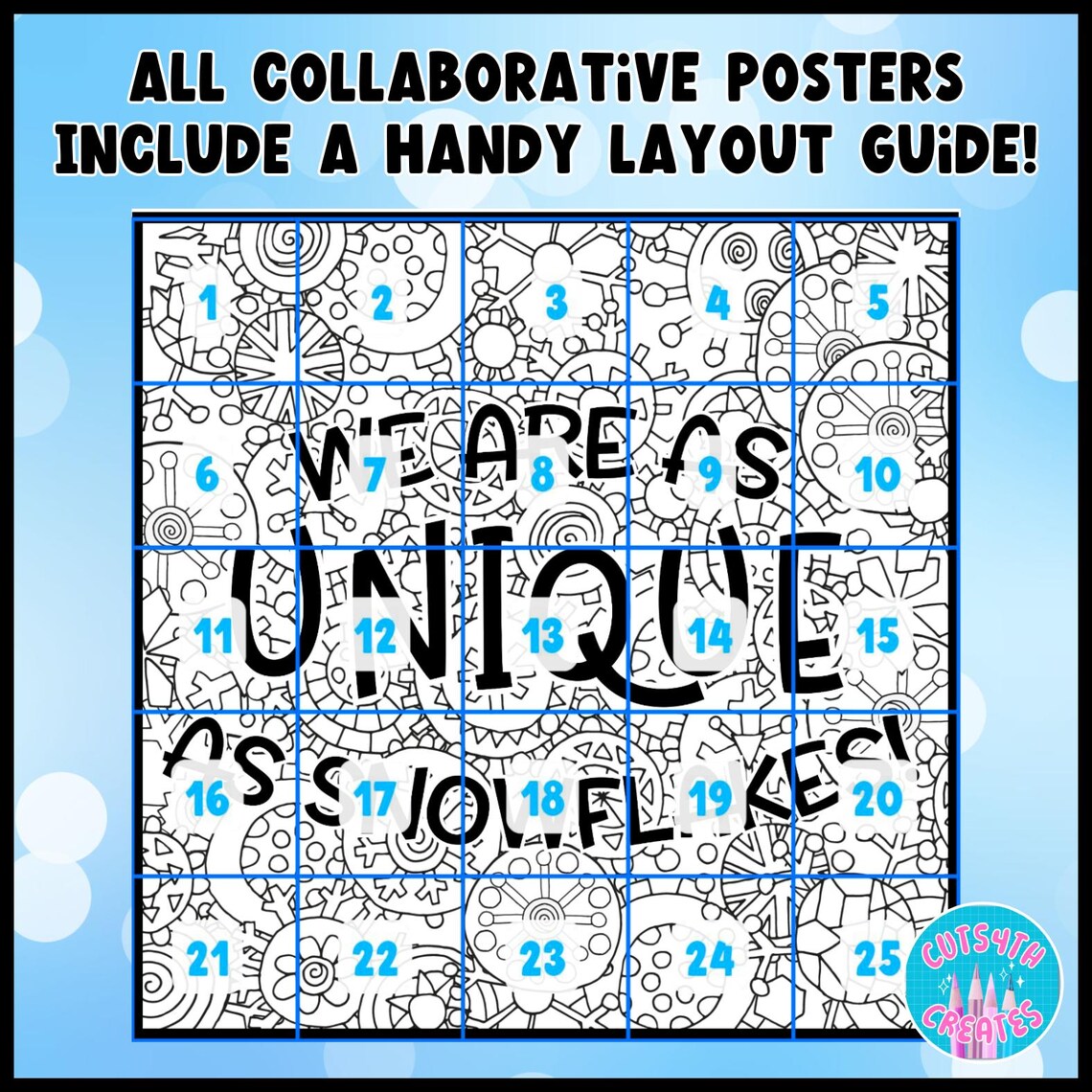 Collaborative Coloring Poster | We Are as Unique as Snowflakes | Winter ...