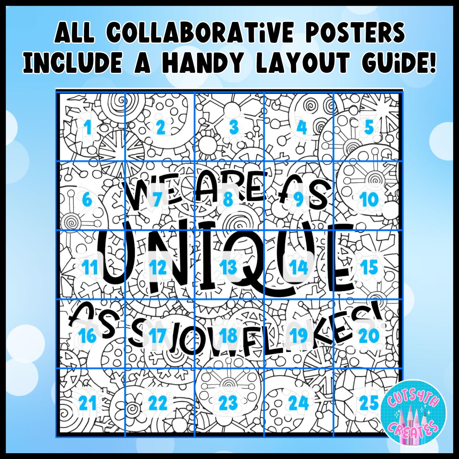 Collaborative Coloring Poster | We Are as Unique as Snowflakes | Winter ...