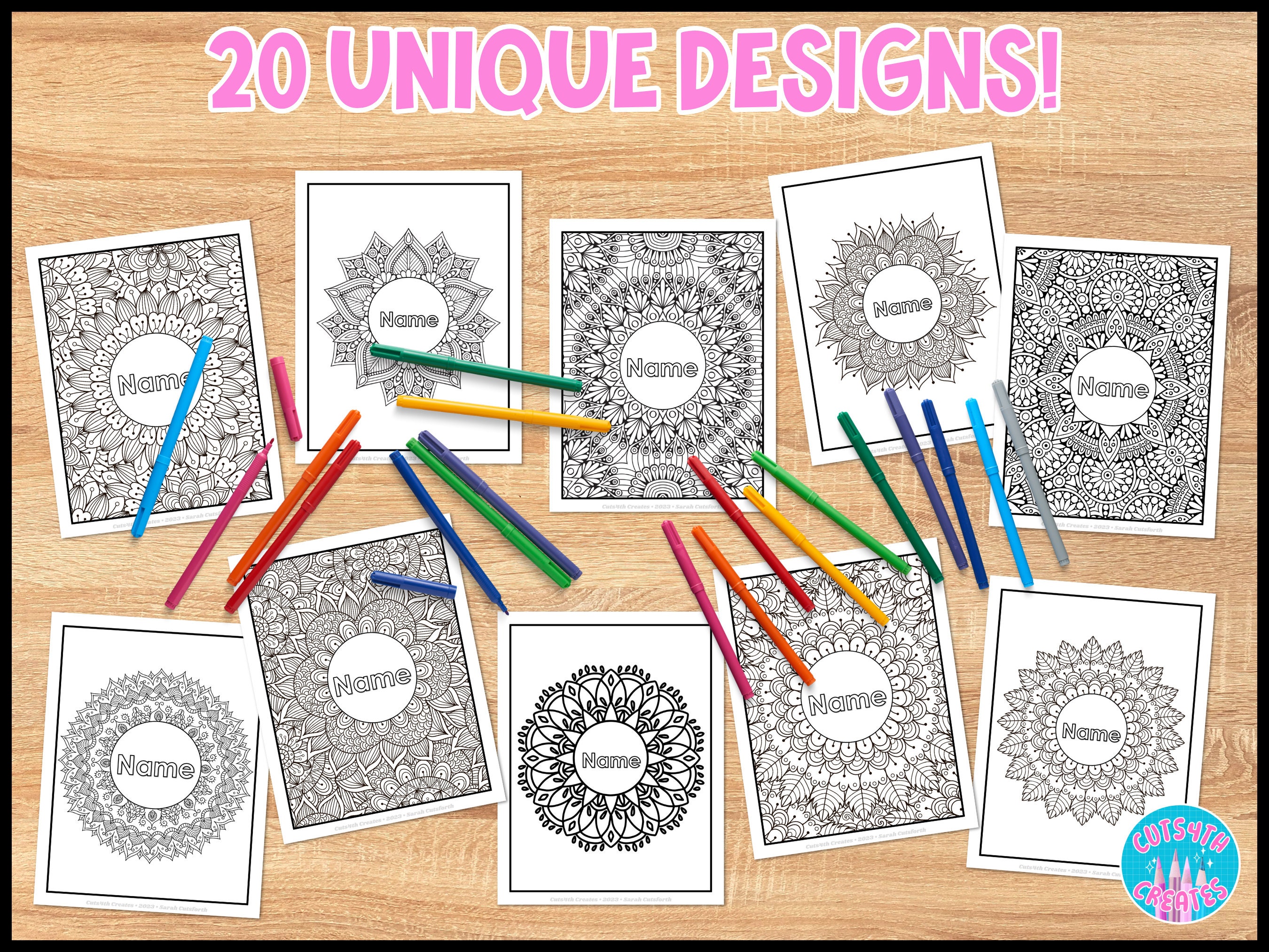 Editable Coloring Pages Mindful Mandalas | Add Student Names in ...