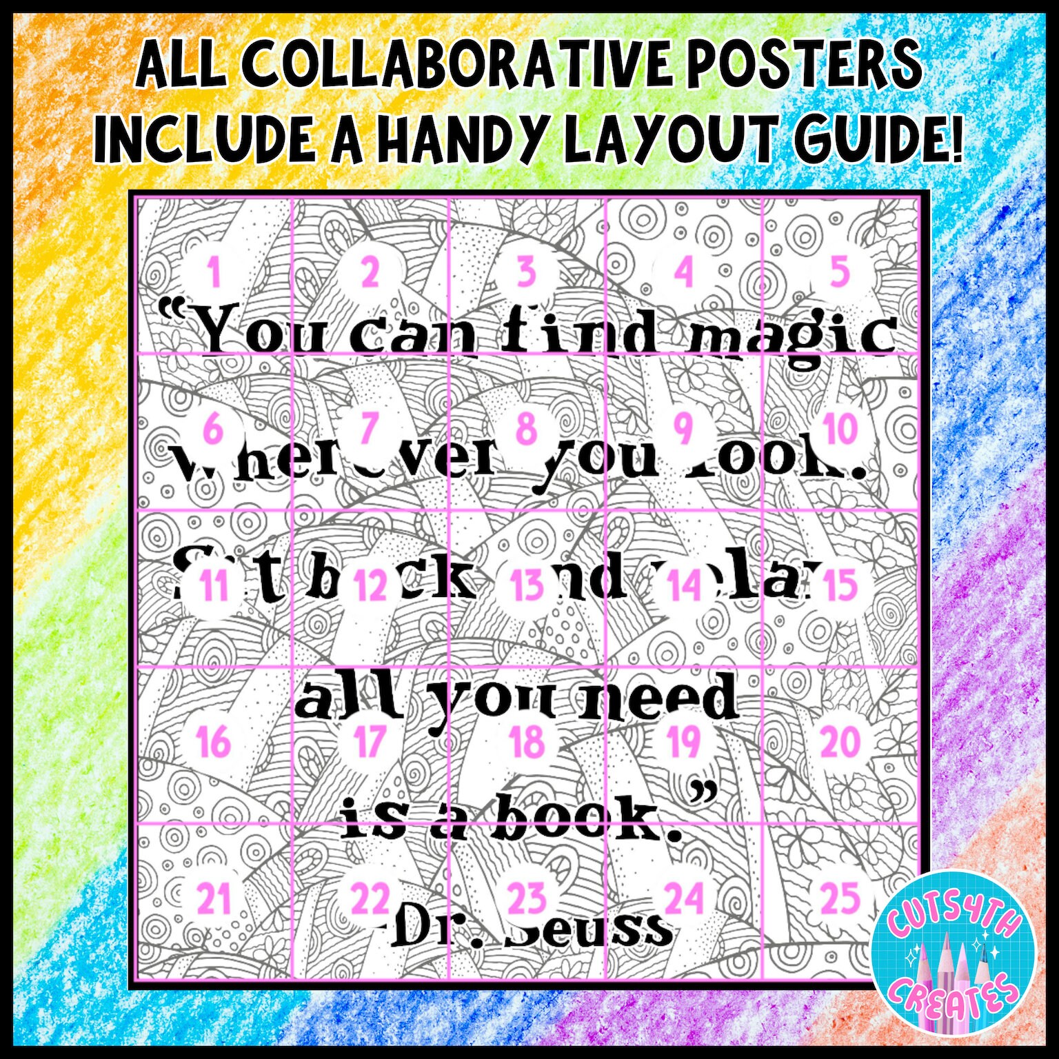 Collaborative Coloring Poster Teamwork Activity "all You Need is a Book ...