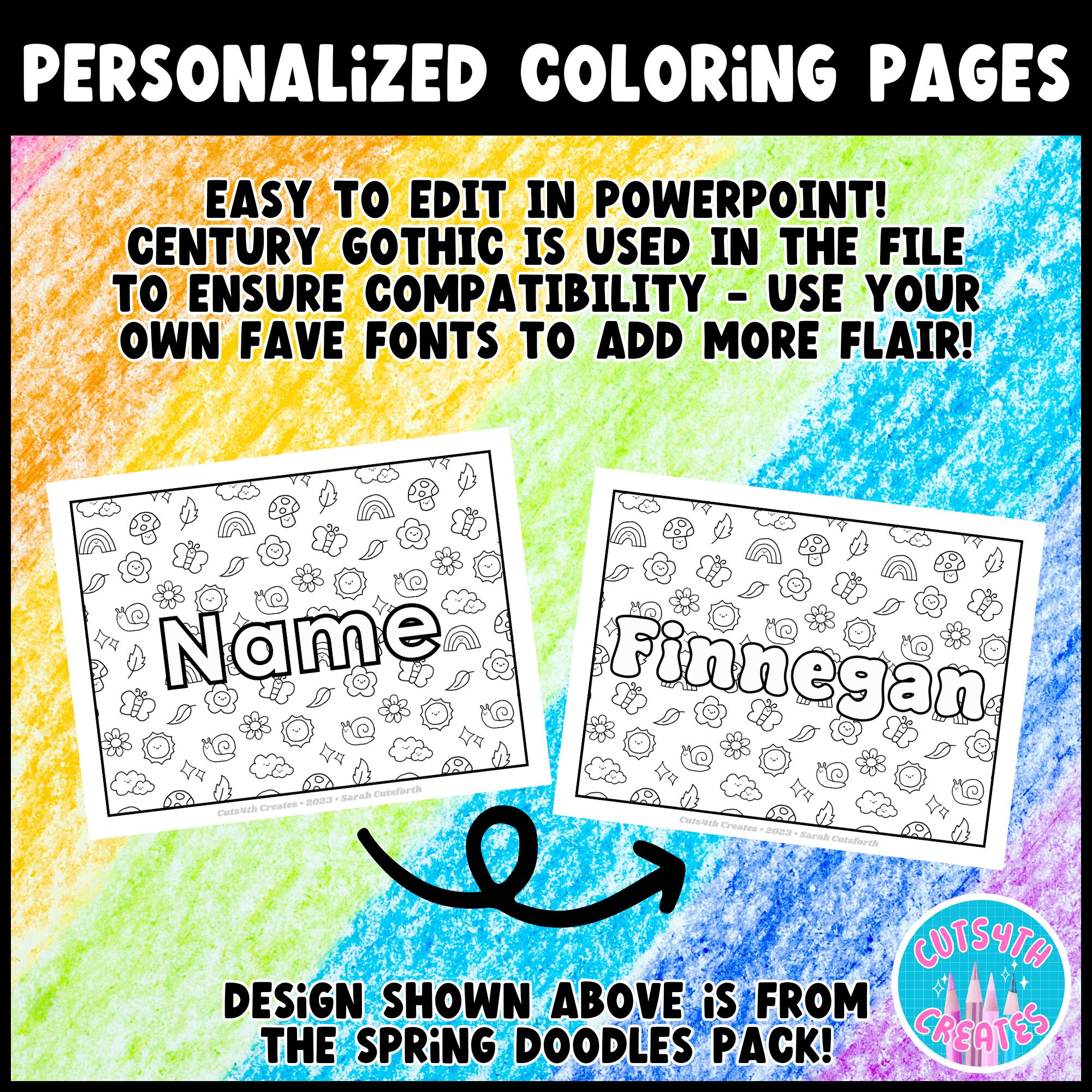 EDITABLE! Summer Doodles Personalized Coloring Pages | Add Student ...