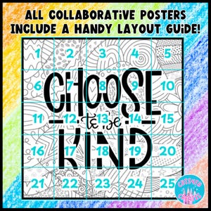 Collaborative Coloring Poster Bulletin Board 25 Pieces Choose to Be ...