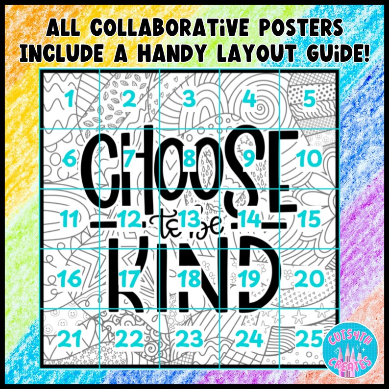 Collaborative Coloring Poster Bulletin Board 25 Pieces Choose to Be ...