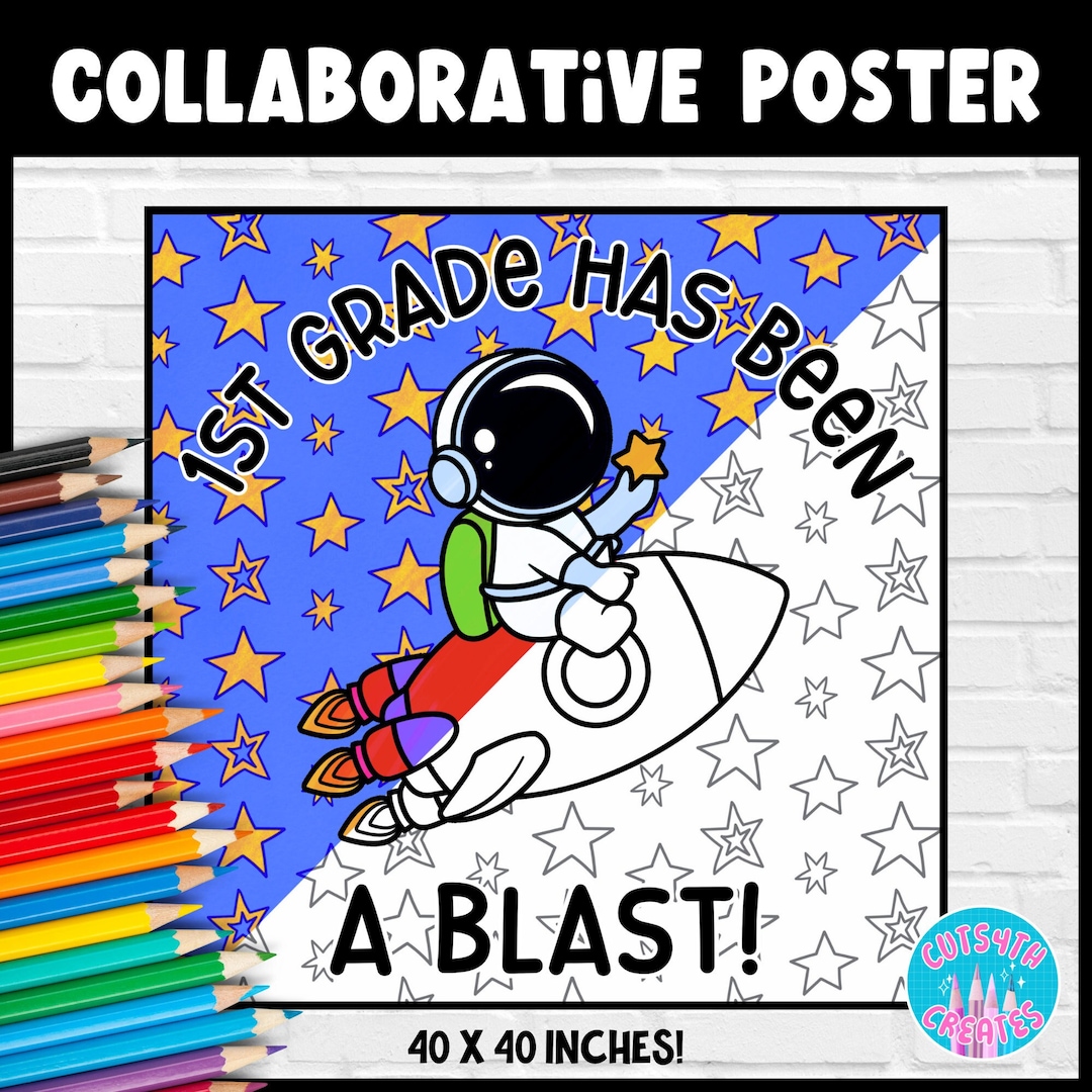 End of Year No Prep Collaborative Coloring Poster Activity | 1st Grade ...