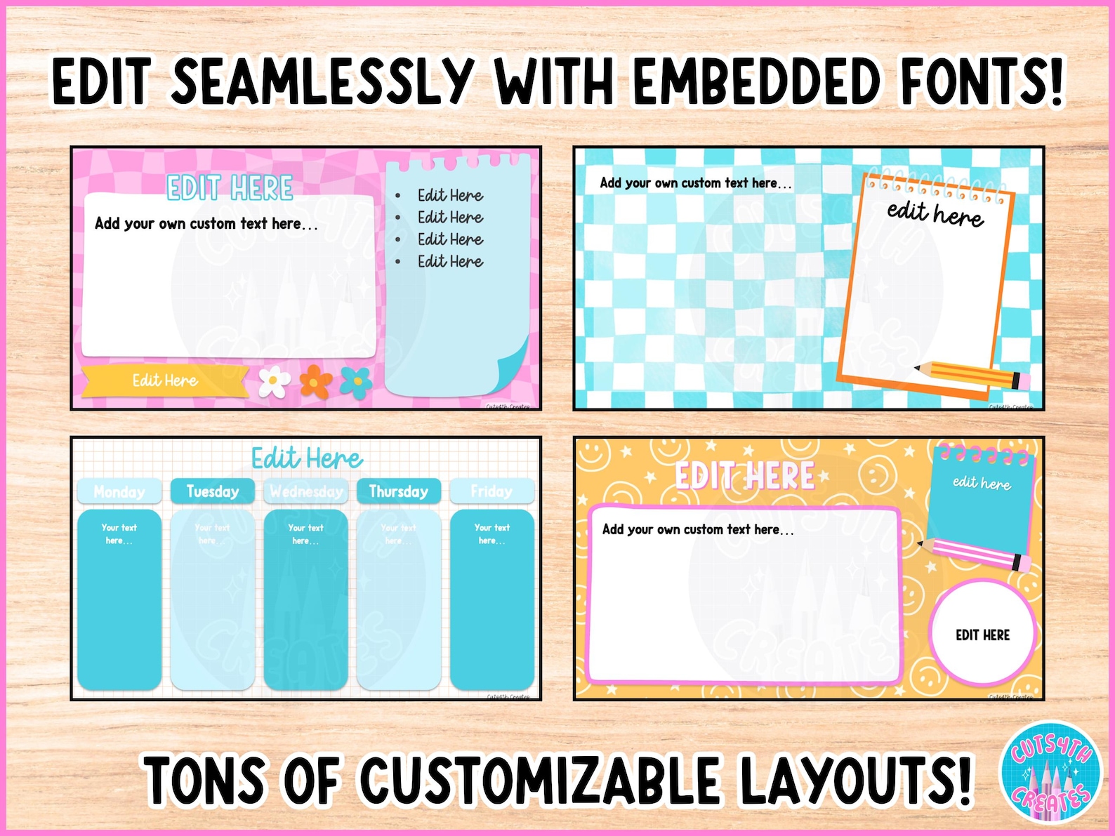 Editable Daily Slides With Timers + Moveable Clip Art Bright & Groovy ...