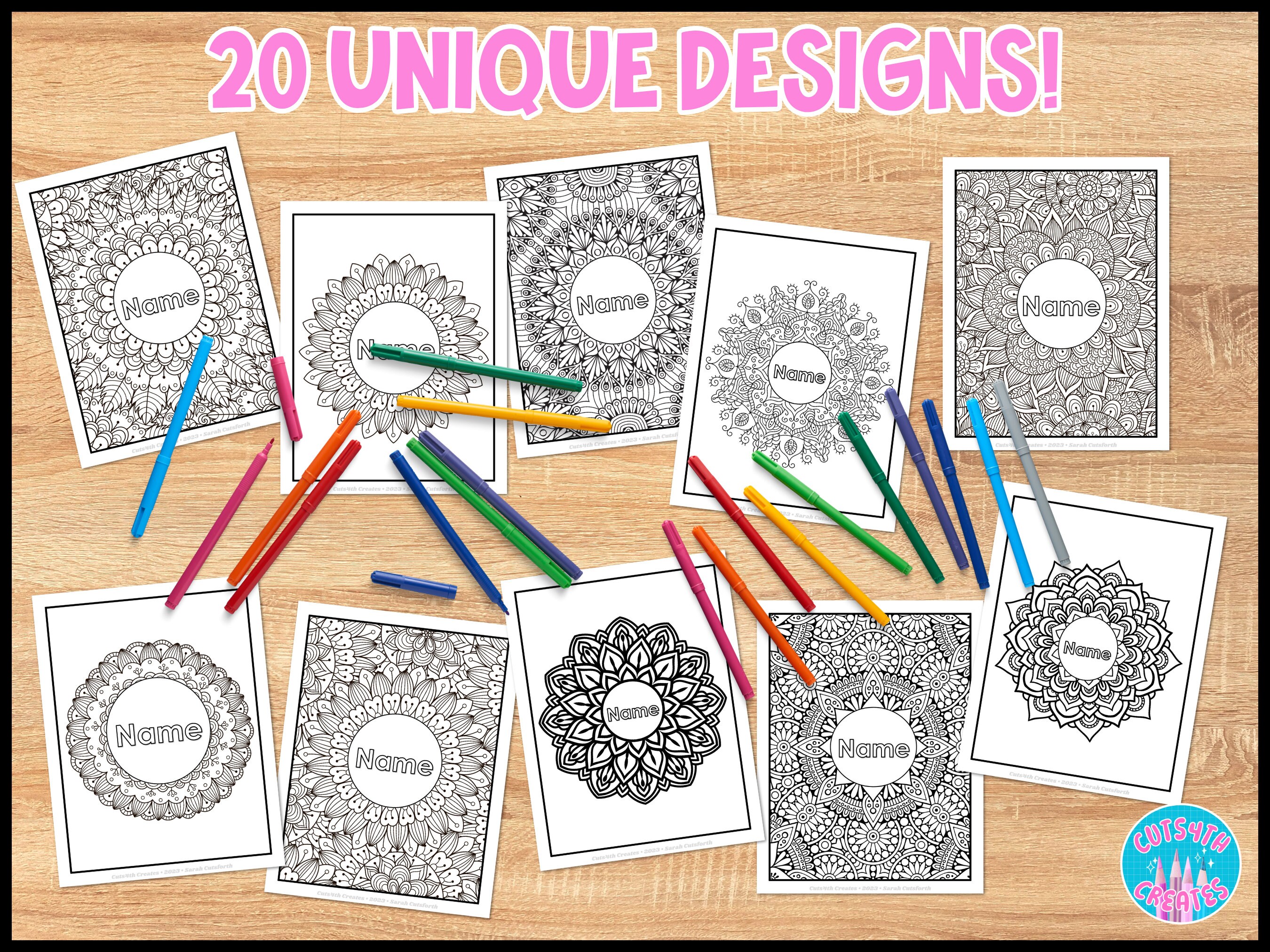 Editable Coloring Pages Mindful Mandalas Add Student Names in ...