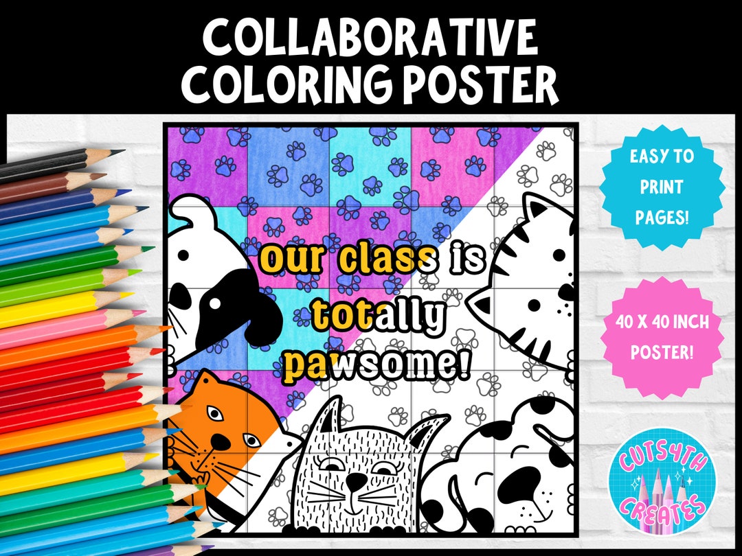 Collaborative Coloring Poster Elementary Classroom Teamwork Activity ...
