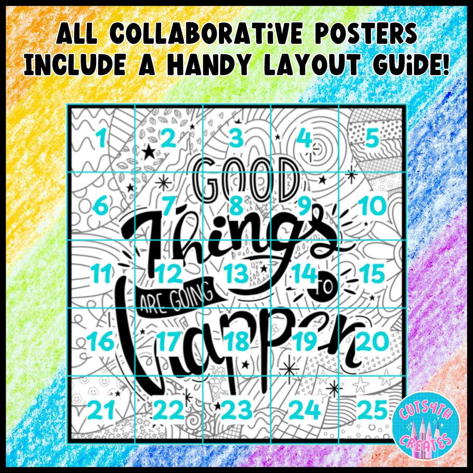 Collaborative Coloring Poster Bulletin Board 25 Pieces | Good Things ...