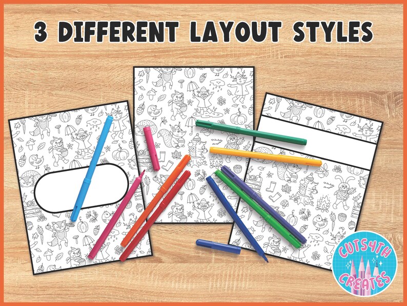 EDITABLE Binder Covers Coloring Pages Autumn Patterns Fall Doodles ...