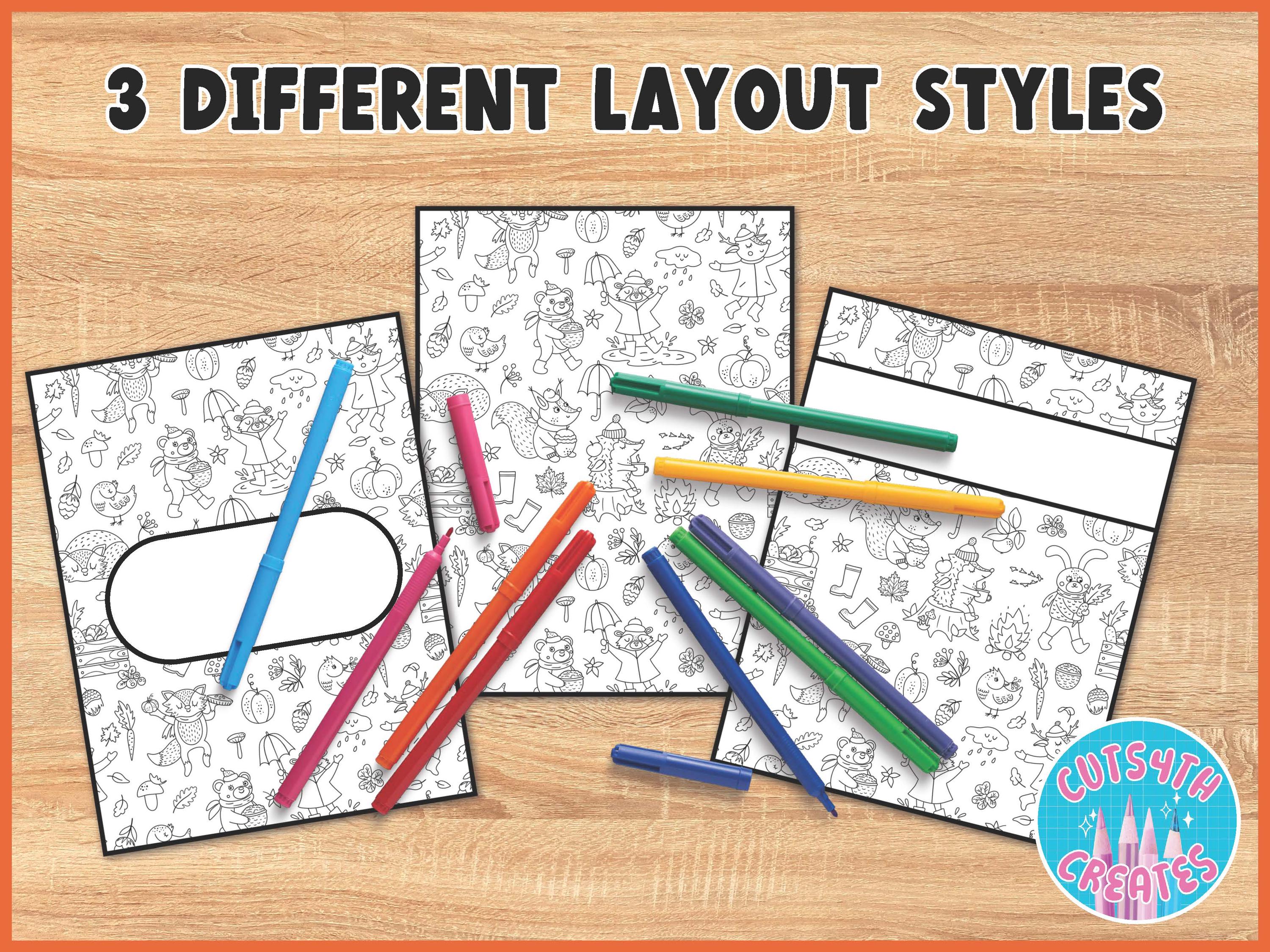 EDITABLE Binder Covers Coloring Pages Autumn Patterns Fall Doodles ...