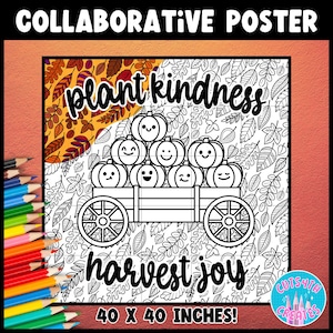 Collaborative Coloring Poster Plant Kindness Harvest Joy Printable ...