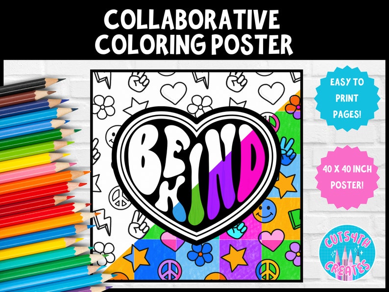 Collaborative Coloring Poster | World Kindness Day | Be Kind Groovy ...