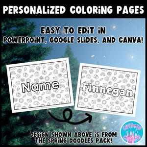 EDITABLE! Christmas Doodles Personalized Coloring Pages Add Student ...