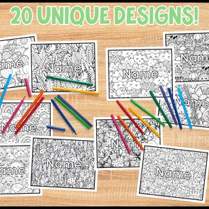 Editable Personalized Printable Coloring Pages Nature Flowers Mushrooms ...