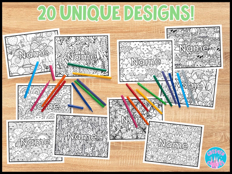 Editable Personalized Printable Coloring Pages Nature Flowers Mushrooms ...