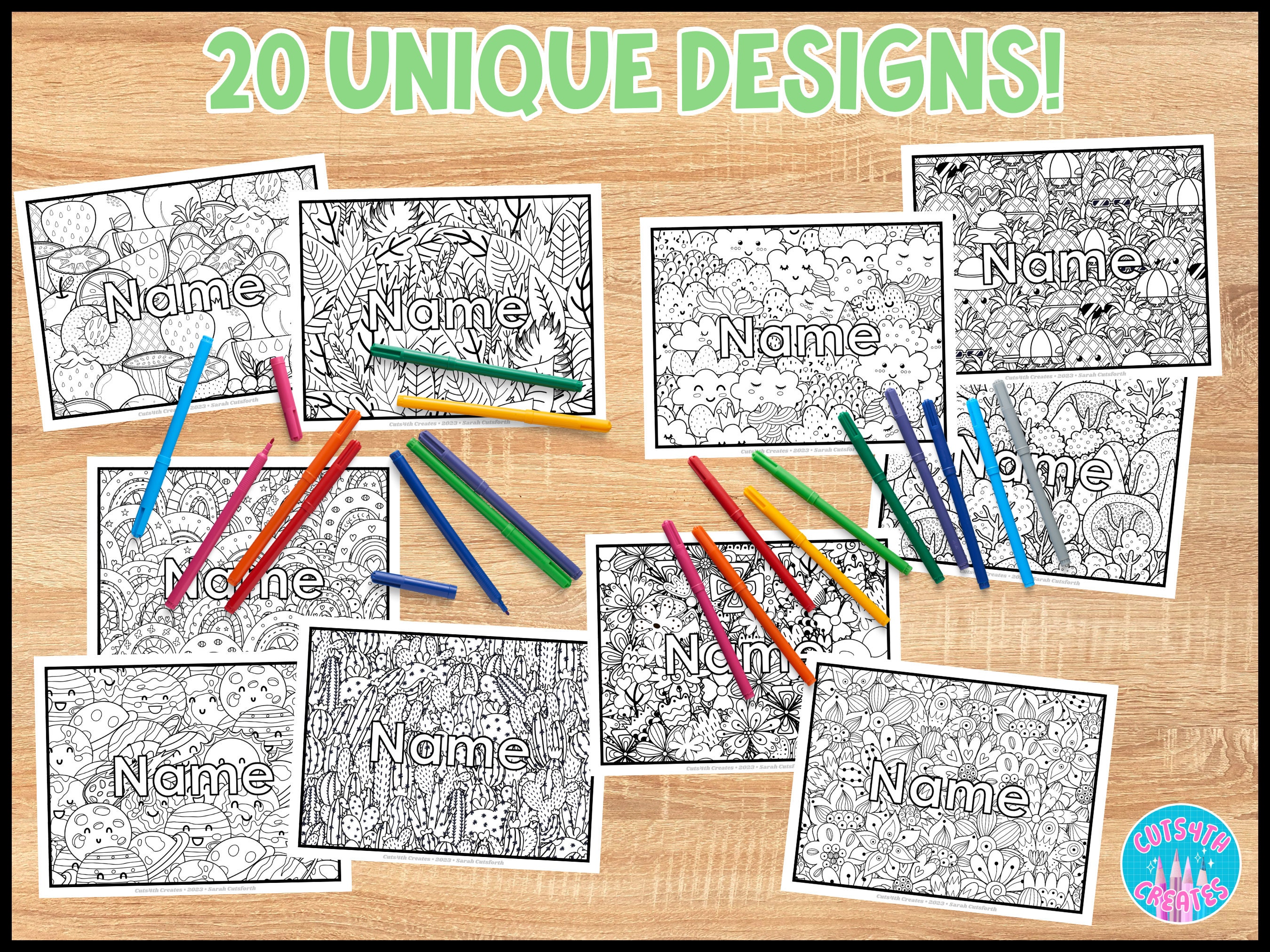 Editable Personalized Coloring Pages | 25 Pages of Nature Doodles ...