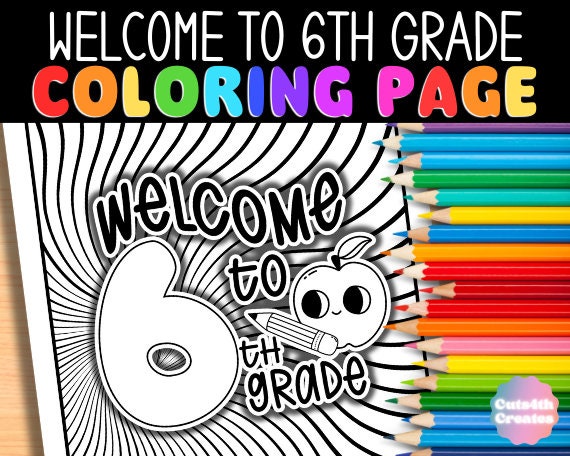 Welcome to 6th Grade Coloring Page Back to School Open - Etsy