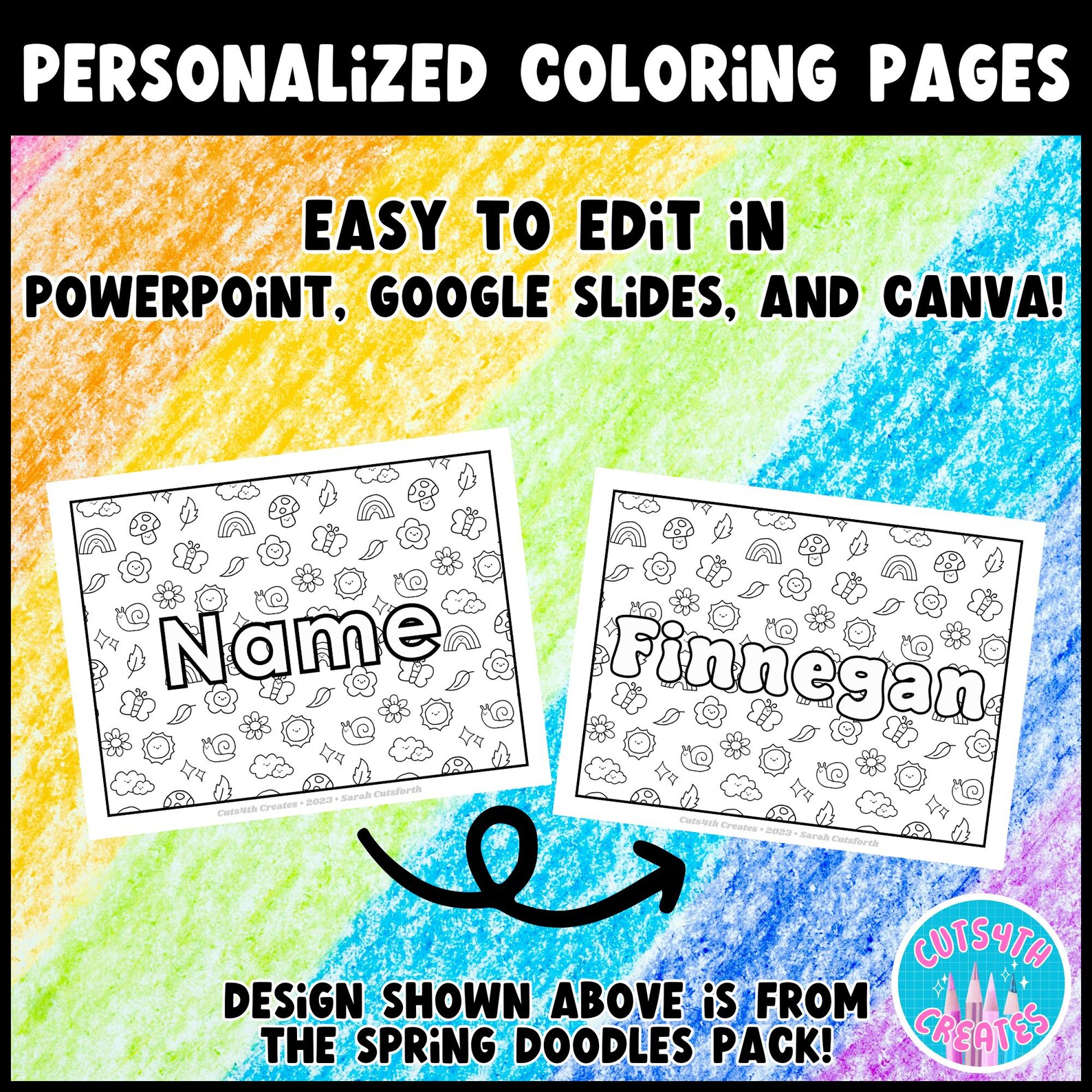 EDITABLE! Winter Doodles Personalized Coloring Pages | Add Student ...