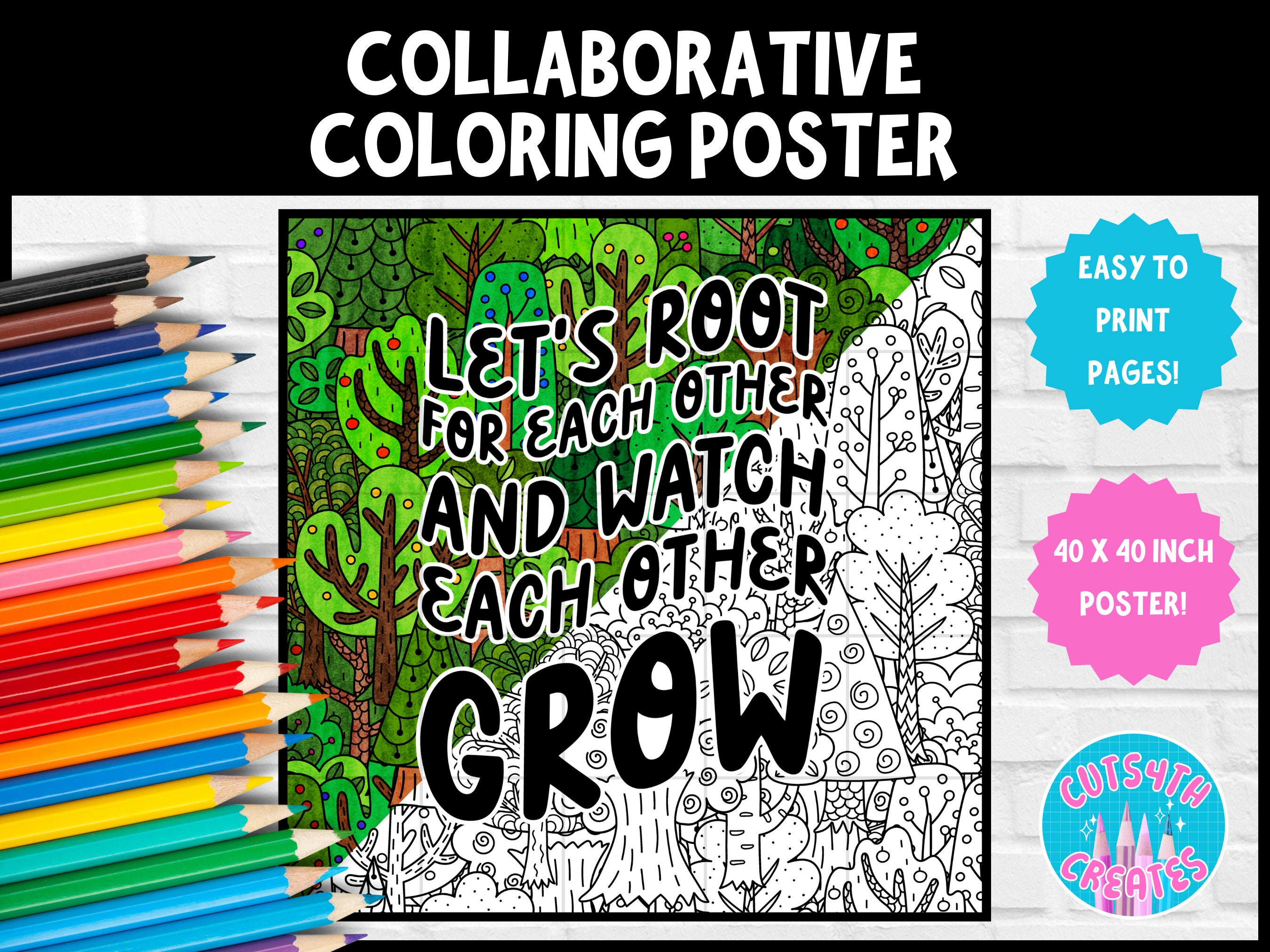 Collaborative Coloring Poster Elementary Classroom Teamwork Activity ...
