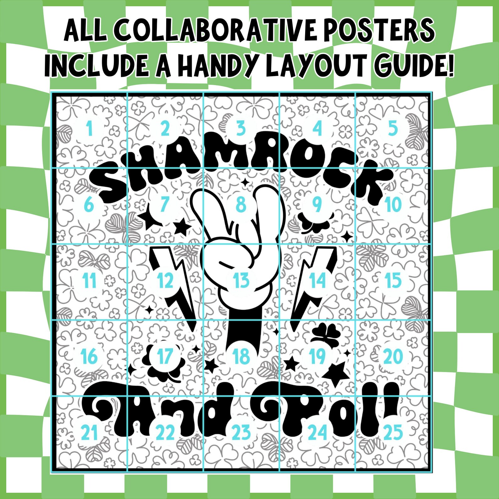 Collaborative Coloring Poster St. Patrick's Day Printables Shamrock and ...