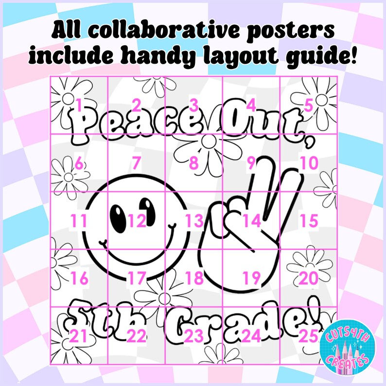 Peace Out, 5th Grade! No Prep End of Year Collaborative Coloring Poster ...