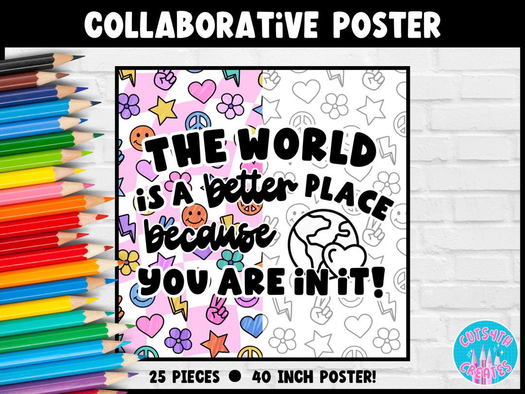Collaborative Coloring Poster Bulletin Board 25 Pieces the World is a ...