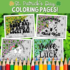Printable Coloring Pages St. Patrick's Day 4 Pages March Cartoon Retro ...