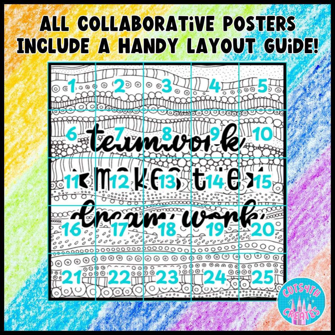 Collaborative Coloring Poster Bulletin Board | Teamwork Makes the Dream ...